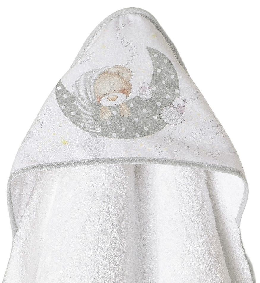 Бебешка хавлия с качулка Interbaby - Мече, 100 х 100 cm, сива на ТОП ...