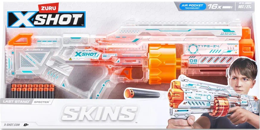 Бластер Zuru X Shot Skins - Specter, с барабан с 16 меки стрели на ТОП ...