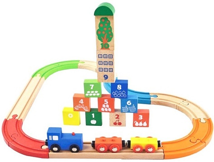 Дървено влакче с релси Acool Toy - 29 елемента на ТОП Цена ️ ...