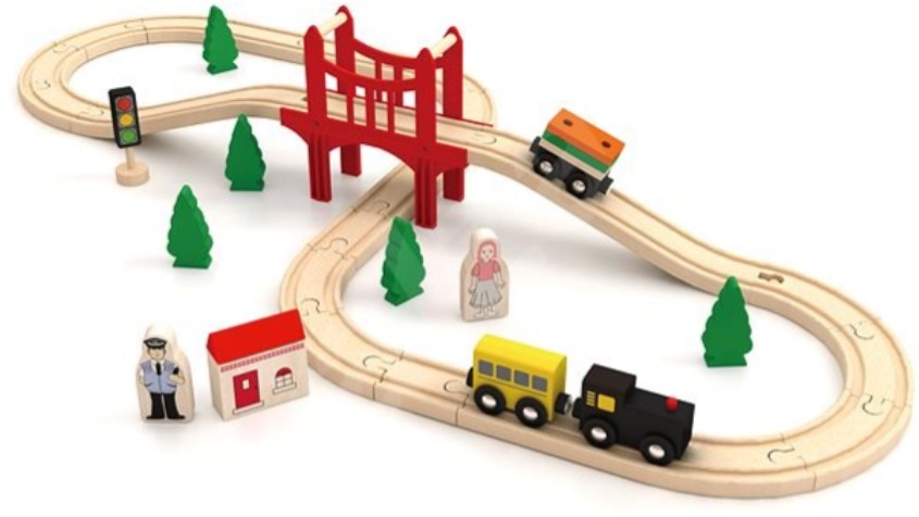 Дървено влакче с релси Acool Toy - 37 части на ТОП Цена ️ TYTY0047717N ...