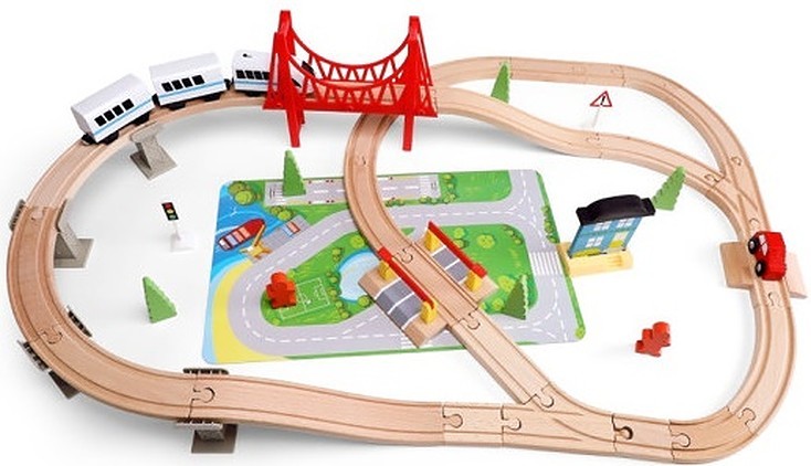 Дървени релси и влакче на батерии Acool Toy - 50 елемента на ТОП Цена ️ ...