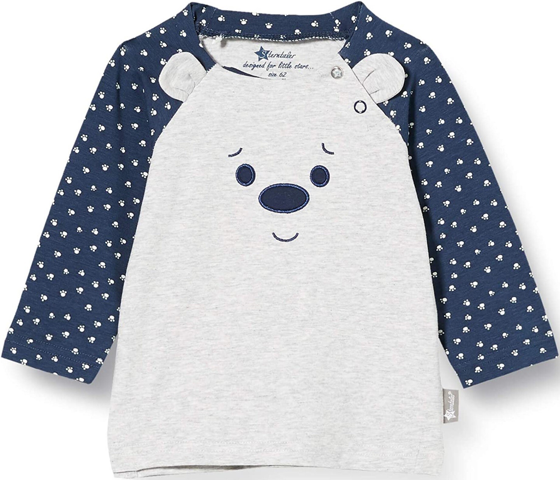 Детска блуза Sterntaler - Babyface, с мече, 86 cm, 18-24 месеца, сива ...