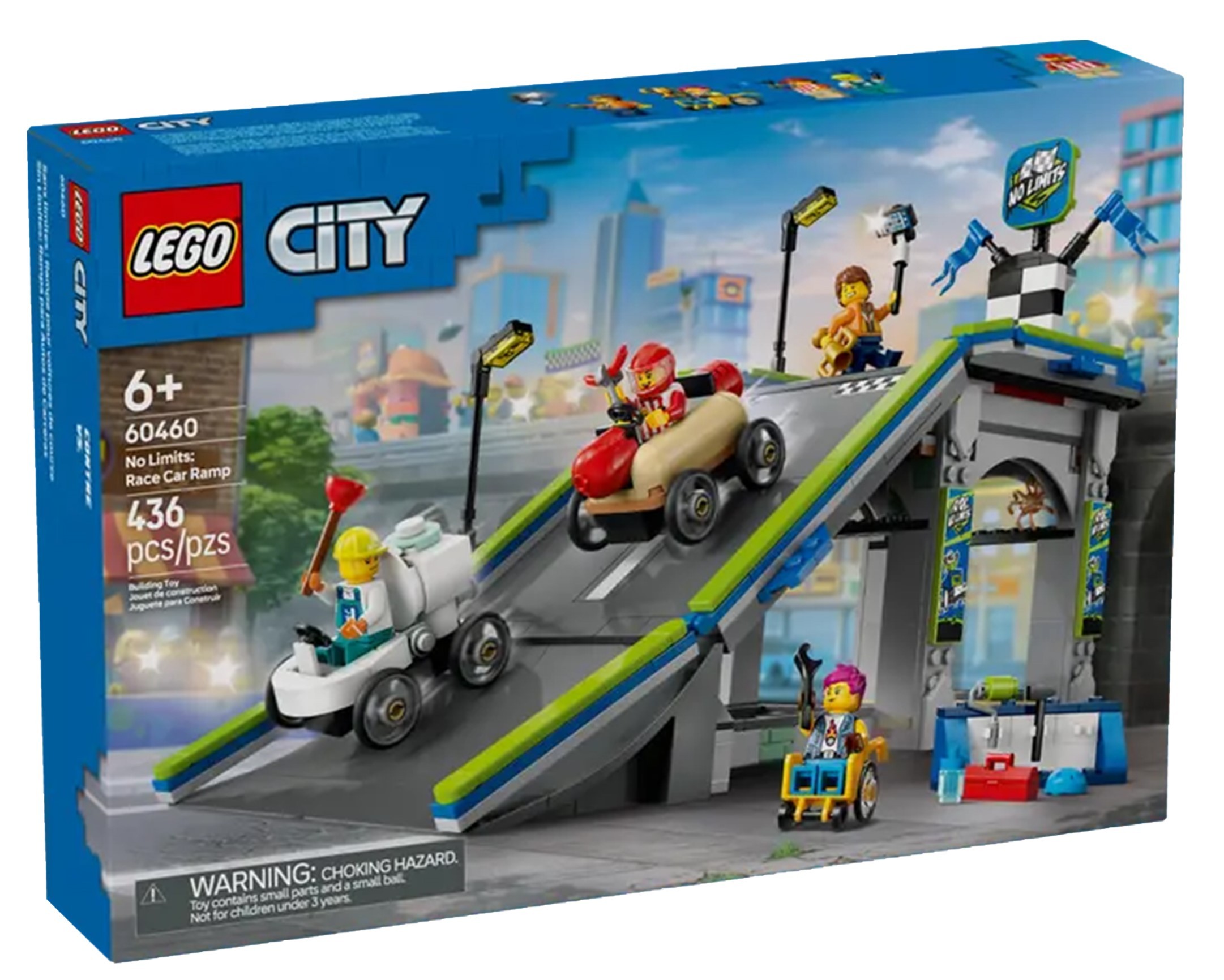 Конструктор LEGO City - Без ограничения: писта с рампа за състезателни ...