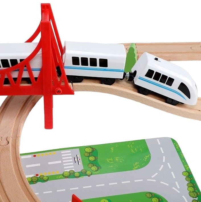 Дървени релси и влакче на батерии Acool Toy - 50 елемента на ТОП Цена ️ ...